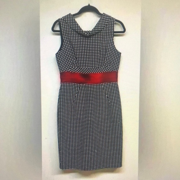 Donna Ricco | Dresses | Donna Ricco Black And White Midi Dress With Red ...